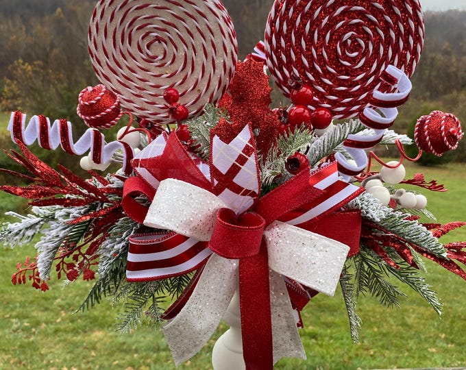 Candy Cane Centerpiece, Christmas Centerpiece, Table Top Centerpiece ...