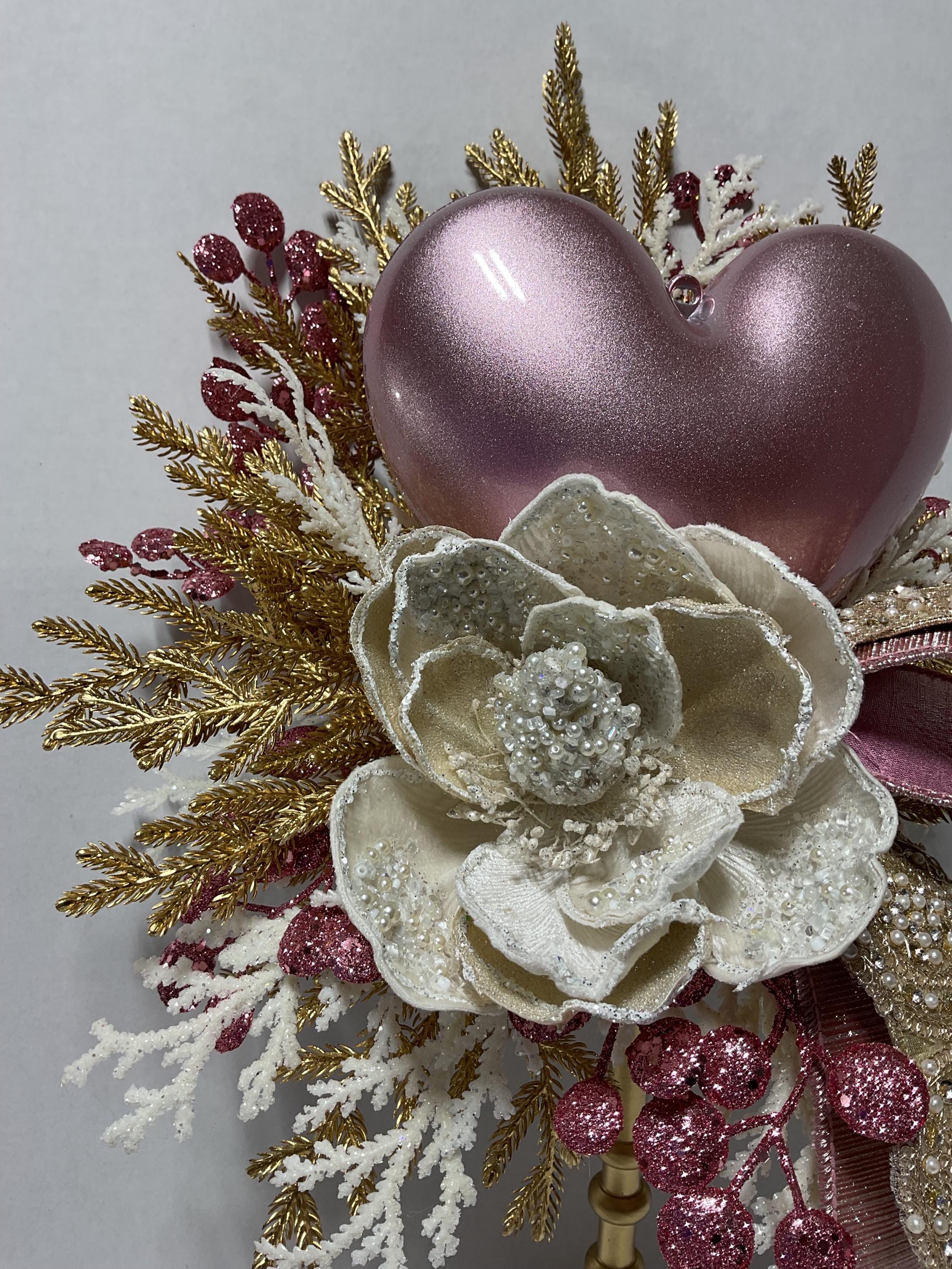 Pink Heart Valentines Day Centerpiece, Pink and Gold Table Decor - Etsy