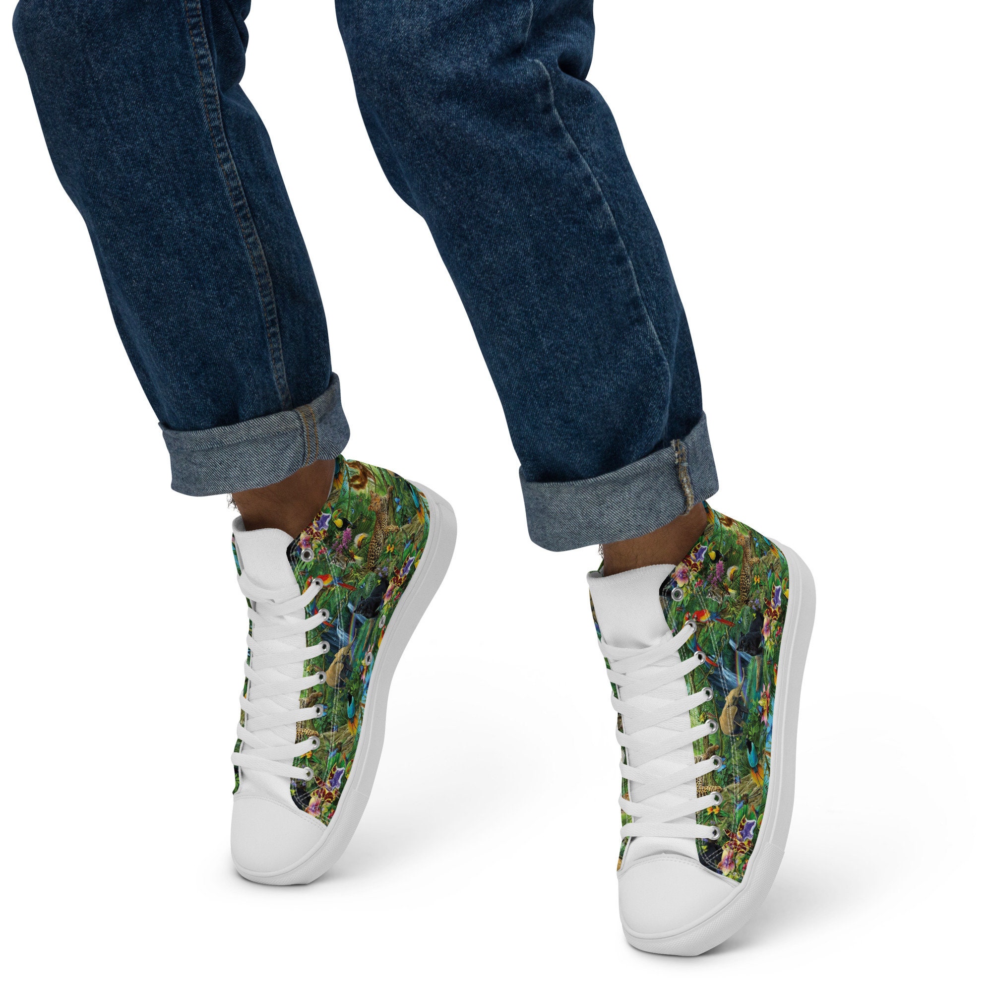 Men’s High Top Afro Print Rainforest Shoes - Etsy