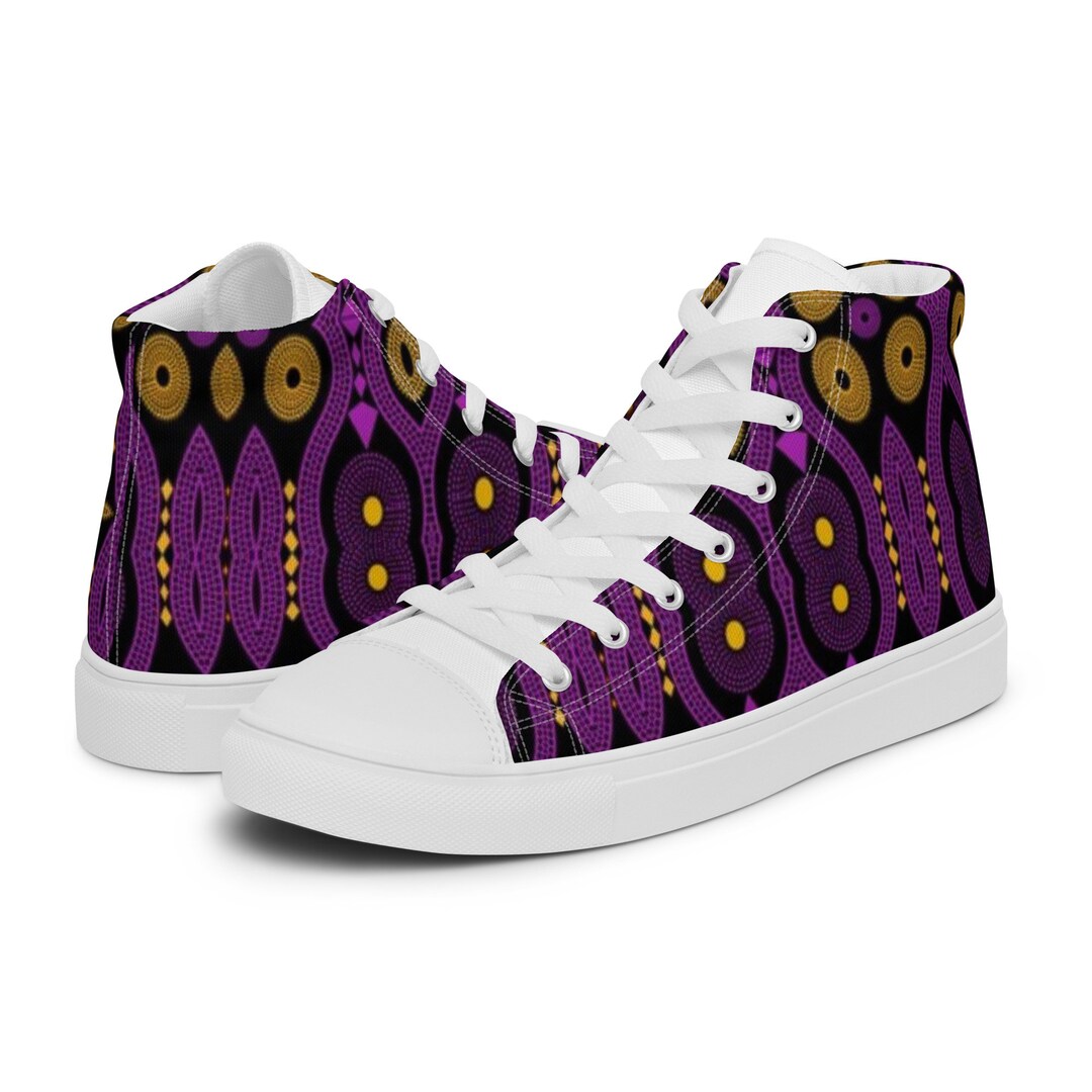 Men’s High Top Afro Print Ankara Purple Shoes - Etsy