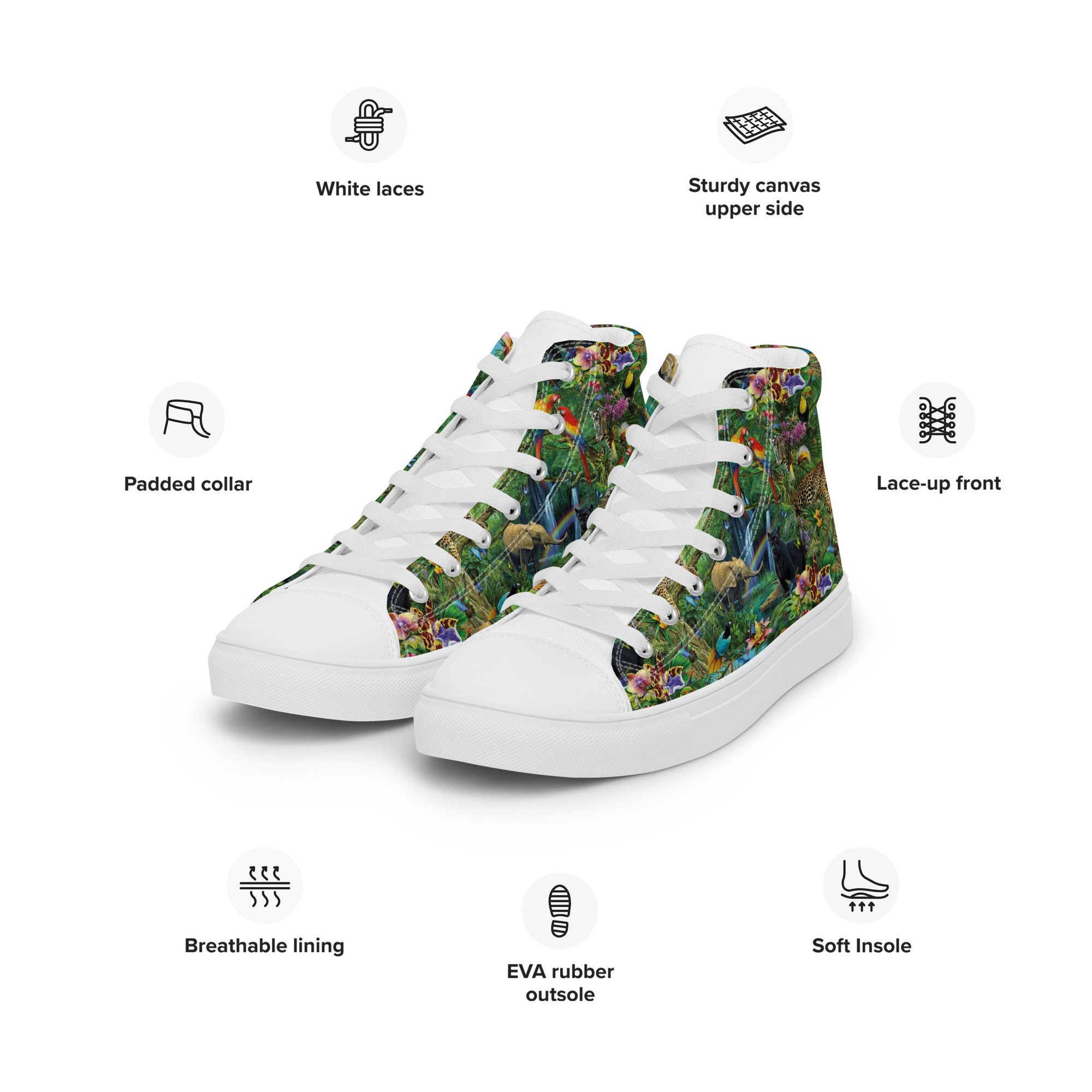 Men’s High Top Afro Print Rainforest Shoes - Etsy