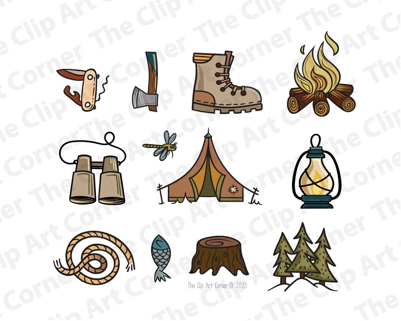Hiking Clipart, Backpacken Clip Art, Outdoor Clipart, Hiking Digital ...