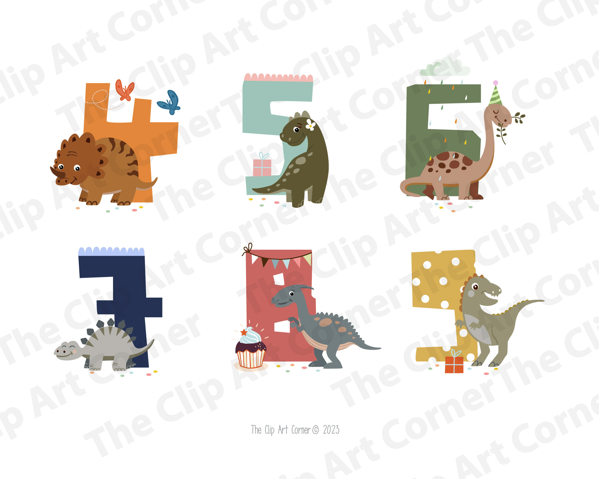Dino Birthday Numbers, Dinosaur Clipart, Cute Birthday Numbers Kids ...