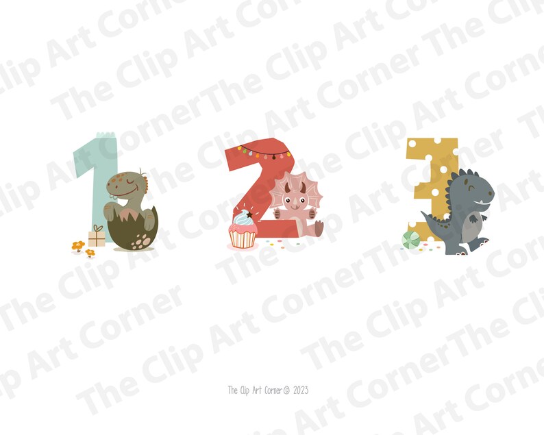 Dino Birthday Numbers, Dinosaur Clipart, Cute Birthday Numbers Kids ...