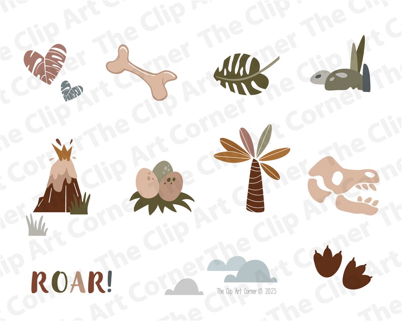 Cute Dinosaur Clip Art, Vector Art, Digital Graphics, Digital Clip Art ...