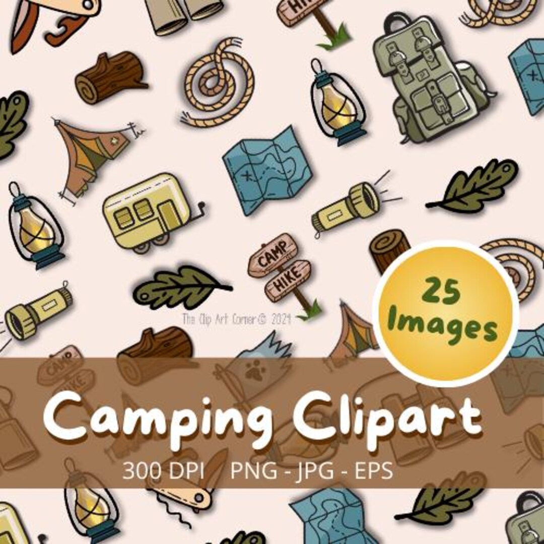 Hiking Clipart Set, Summer Camp Graphics (PNG, JPG, EPS) - Etsy