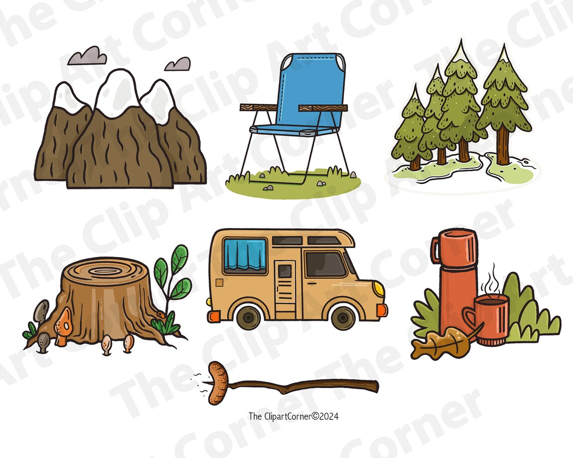 Hiking Clipart, Adventures Printables, Outdoor Digital, Cute Backyard ...