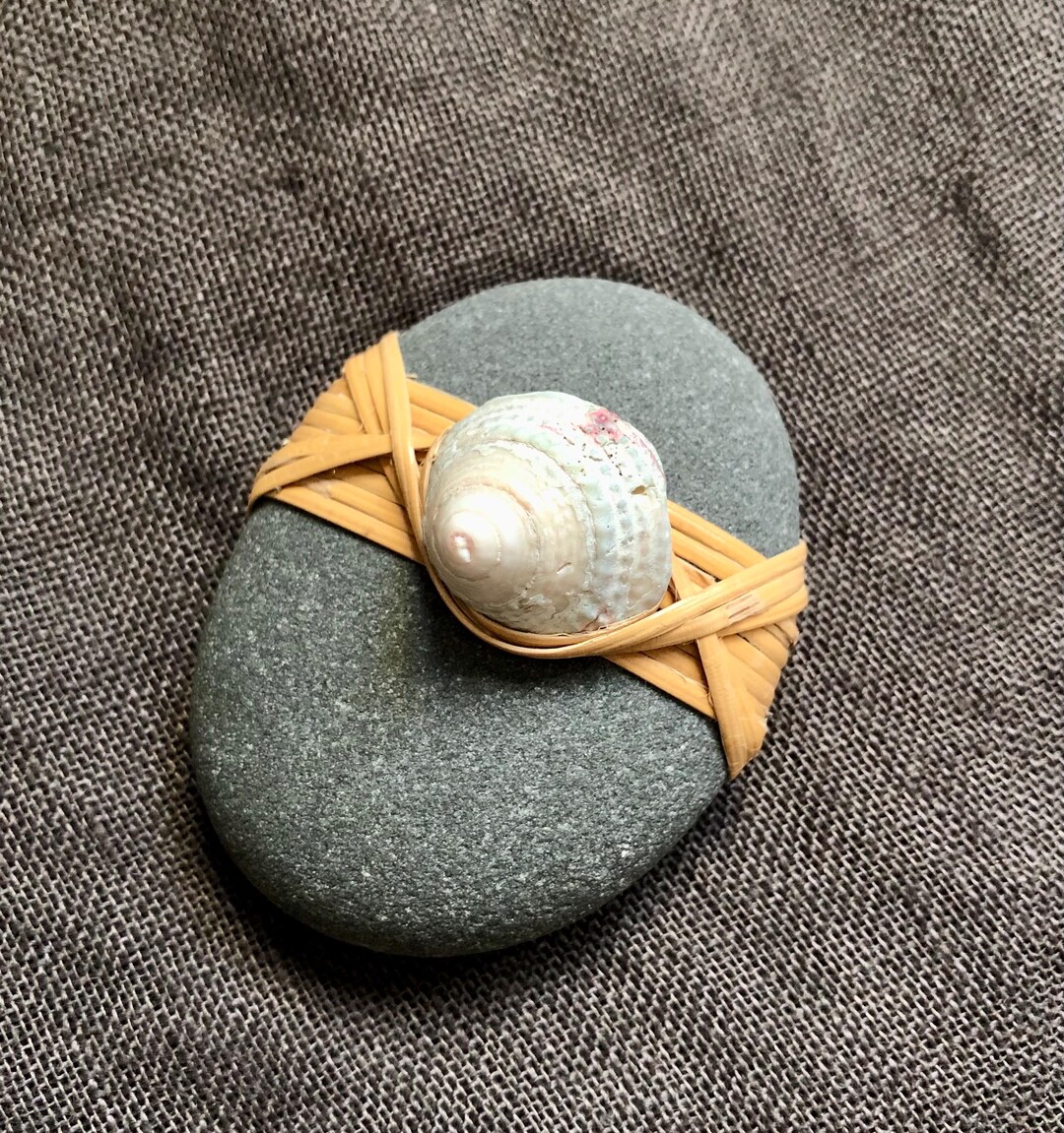 Symbol of Balance – Rattan-wrapped Zen Stone With Seashell | Handmade ...