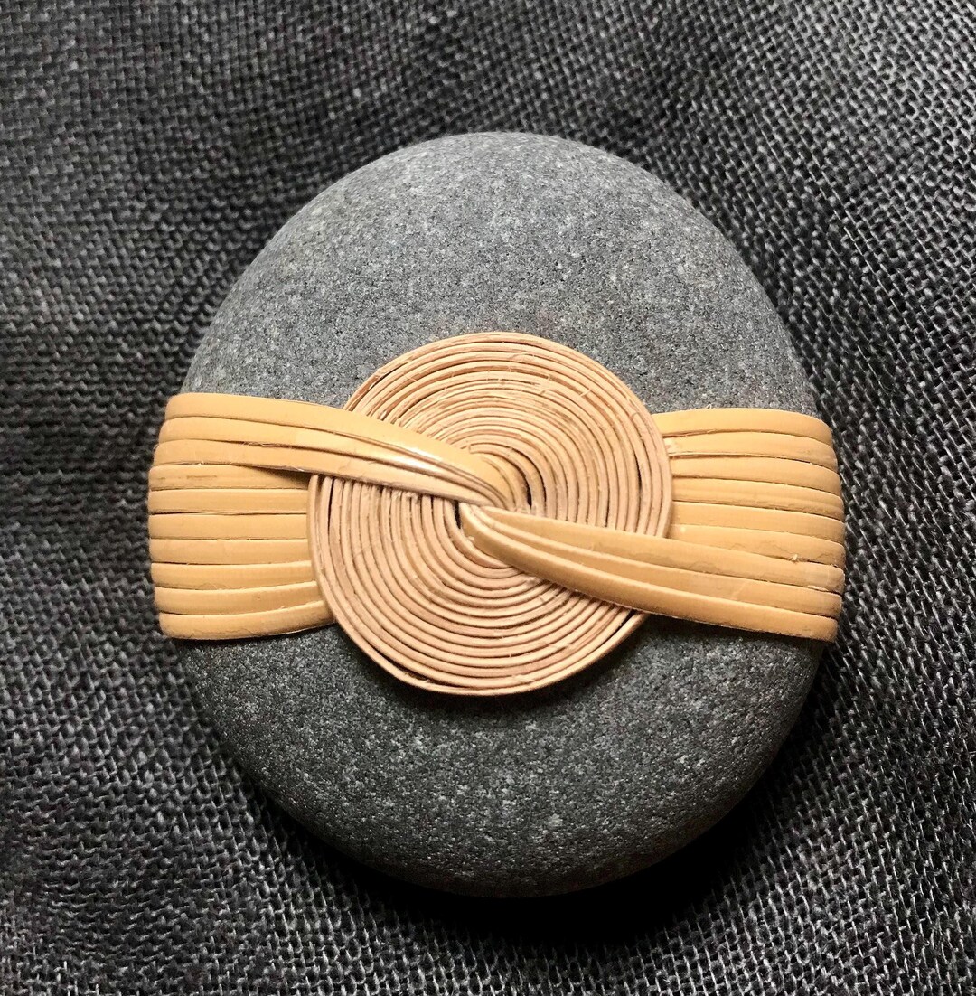 Handcrafted Zen Stone With Woven Rattan – Minimalist Natural Decor ...