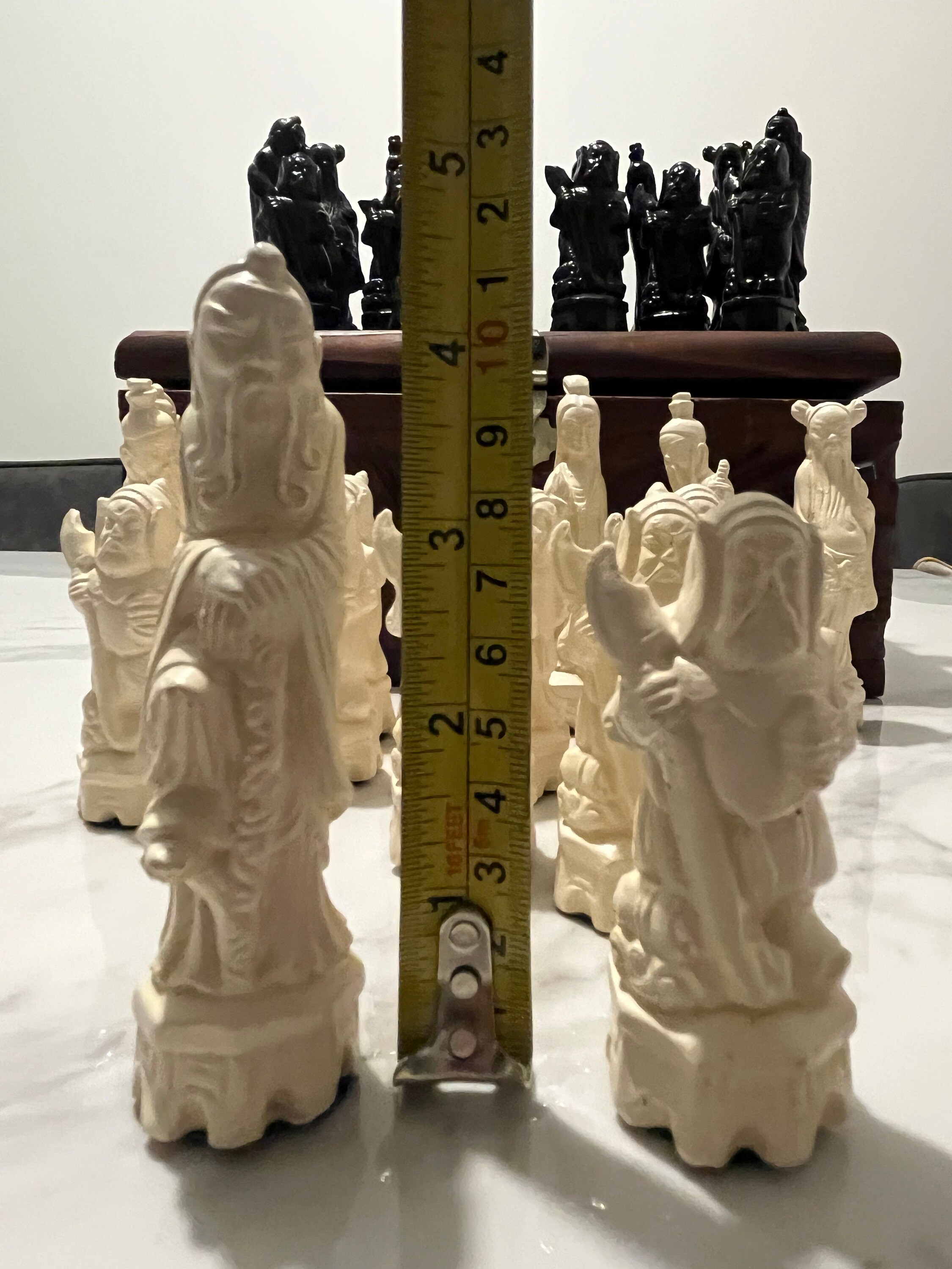 Carved Chinese Warrior Chess Pieces Full Set Vintage Wooden Antique ...
