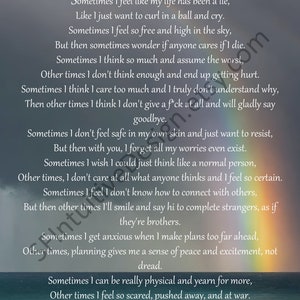 Digital Art With Poem About Feelings We Have Sometimes and Rainbow ...
