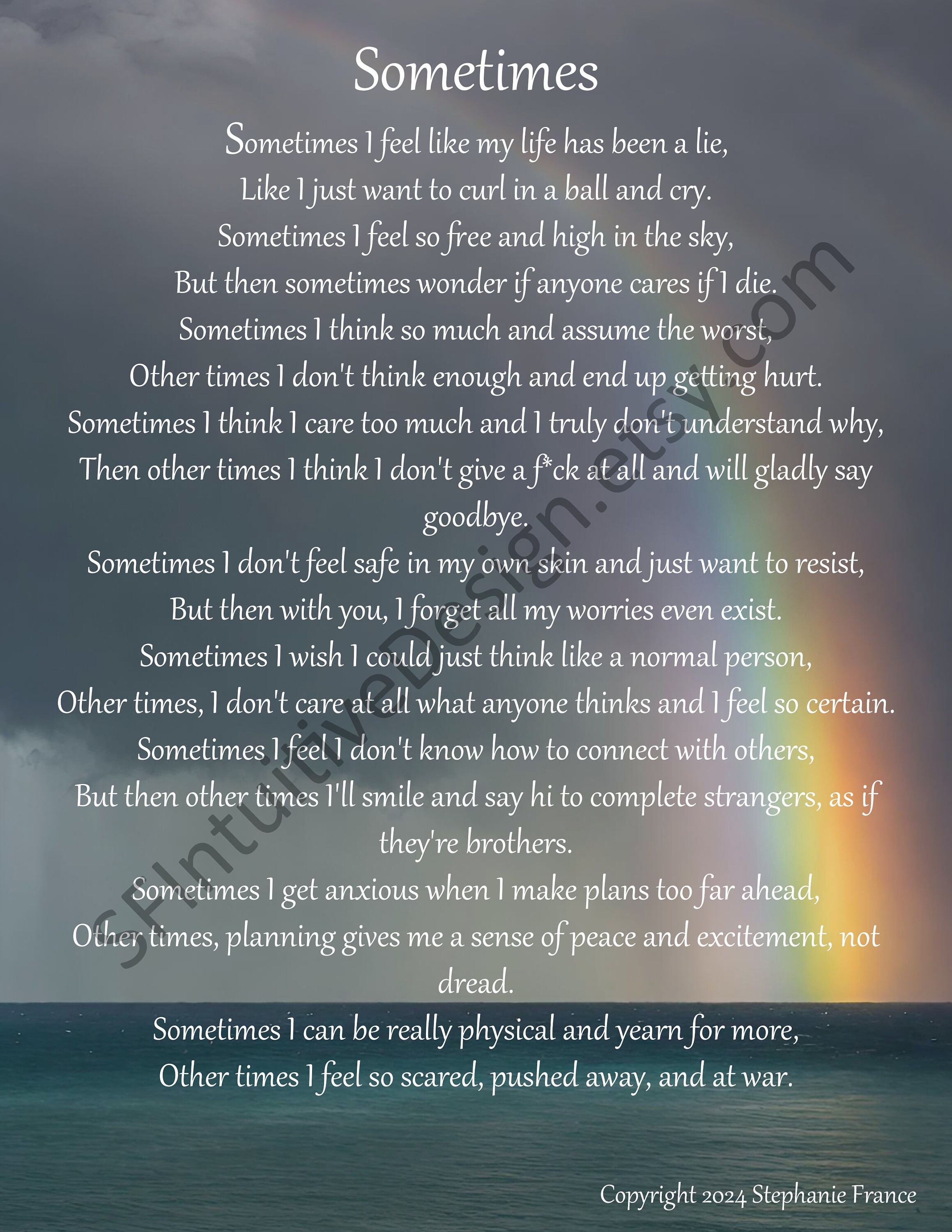 Digital Art With Poem About Feelings We Have Sometimes and Rainbow ...