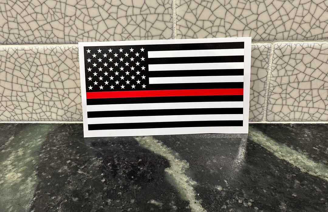 Red Line American Flag Vinyl Sticker, American Flag Window Sticker ...
