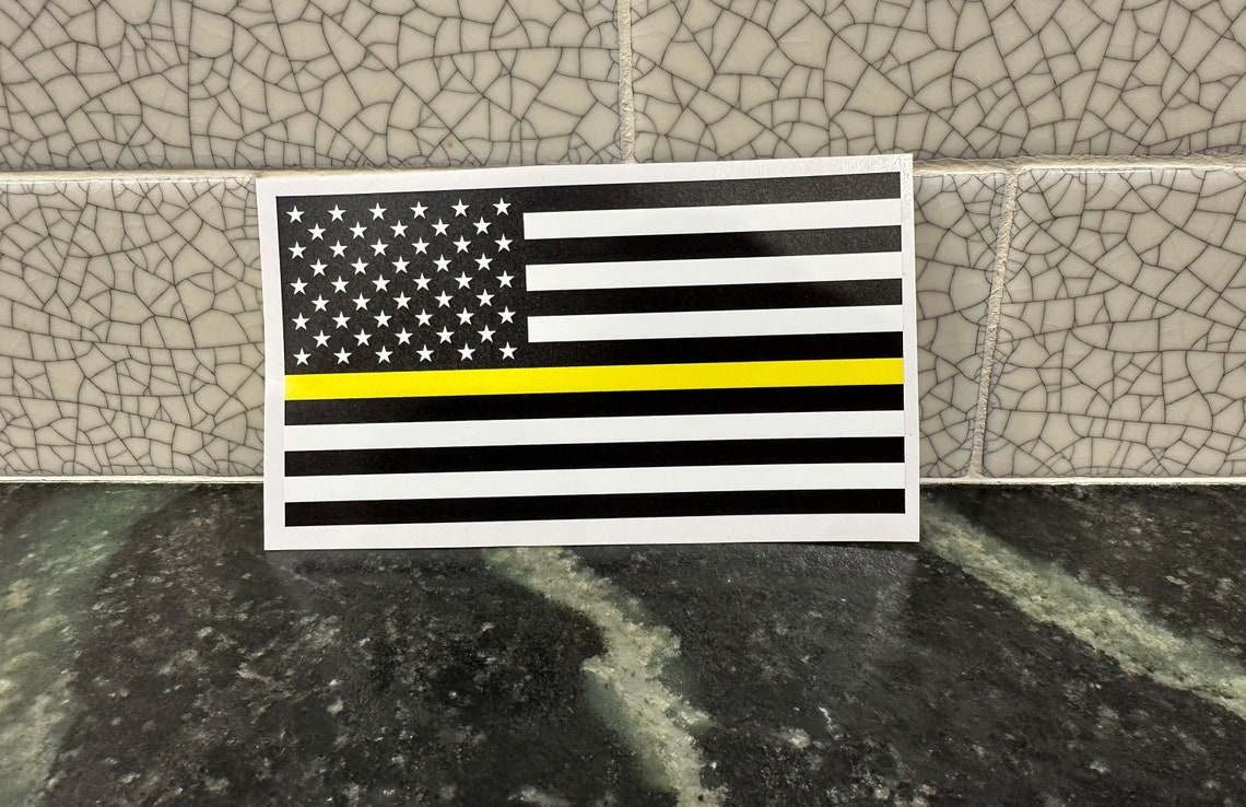 Yellow Line Flag Sticker Yellow Line American Flag Dispatcher American ...