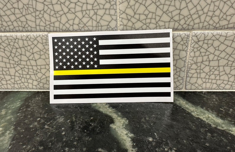 Yellow Line Flag Sticker Yellow Line American Flag Dispatcher American ...