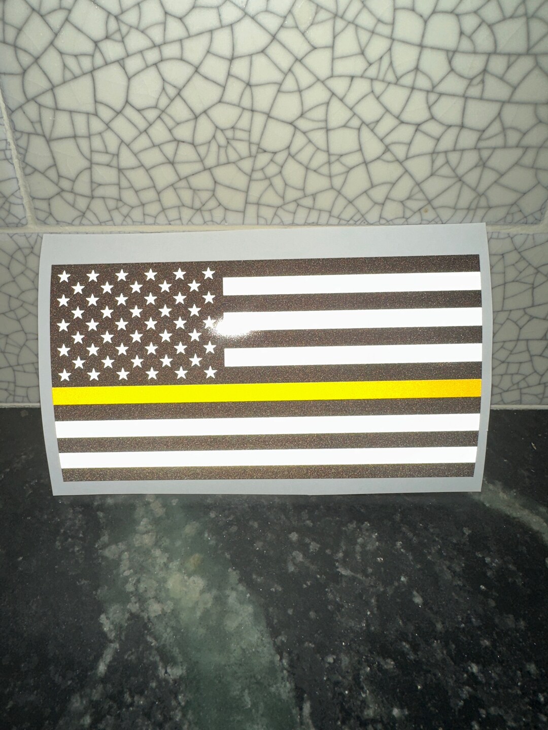 Reflective American Flag Sticker Yellow Line Flag Sticker Reflective ...