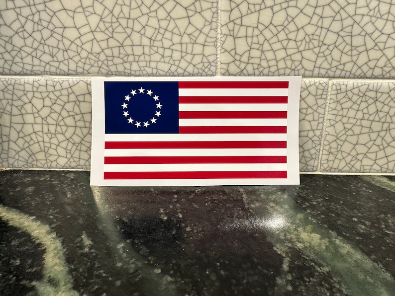 American Flag, Colonial American Flag, 13 Stars, Sticker, Car Window ...