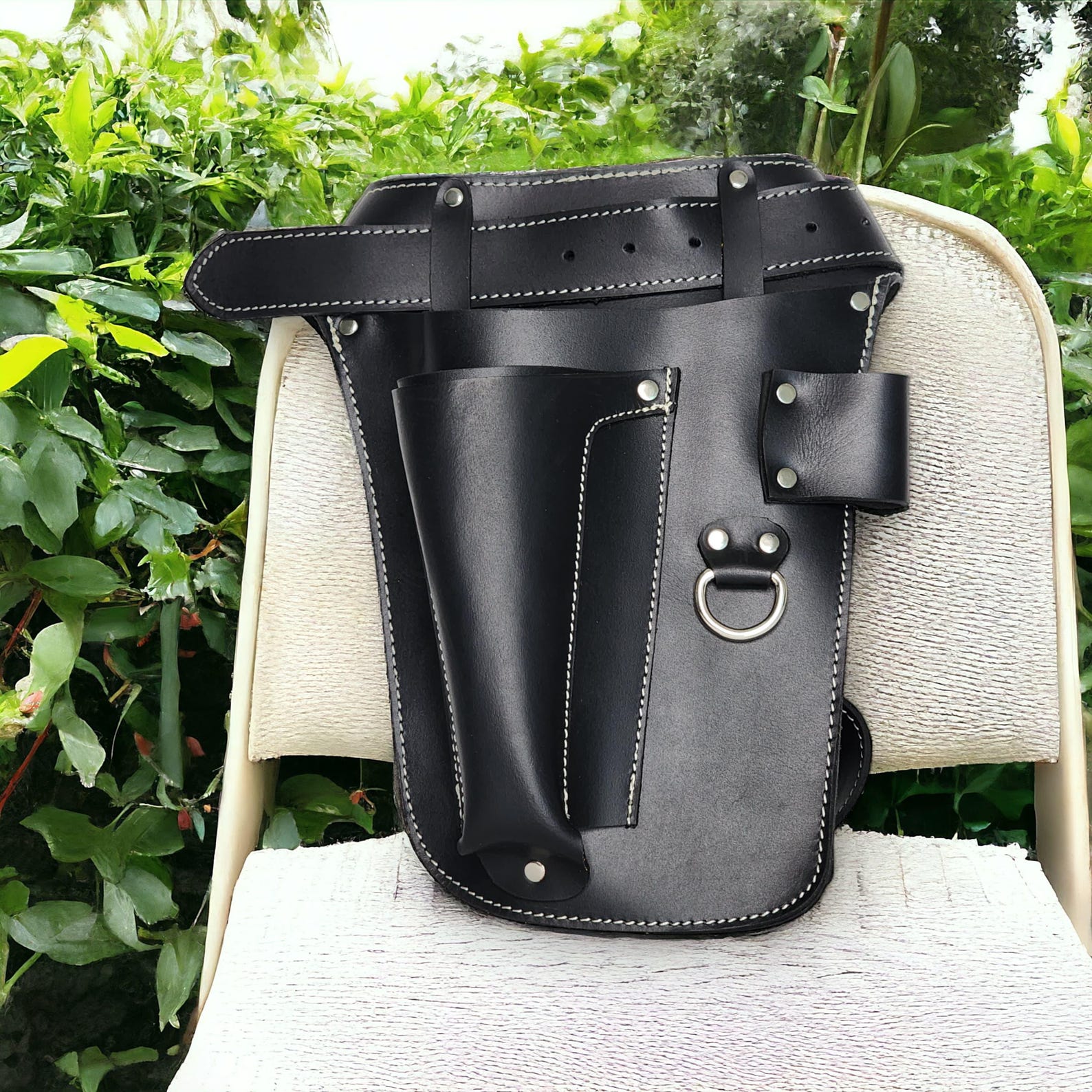 Personalized Black Leather Tool Belt: Florist, Electrician, Gardener - Etsy