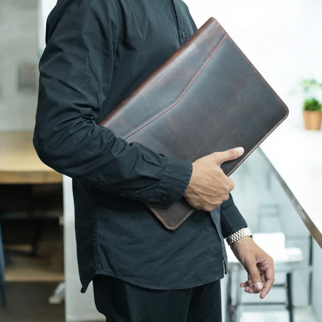 Leather Portfolio Organizer for Men Women, Leather Padfolio Business ...