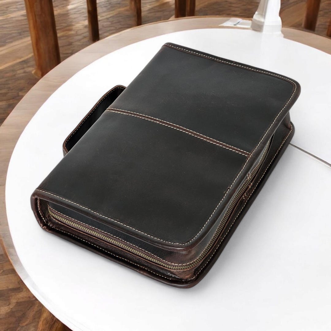 Leather Bible Cover for Women and Men, Large Bible Case, Book Carrying ...