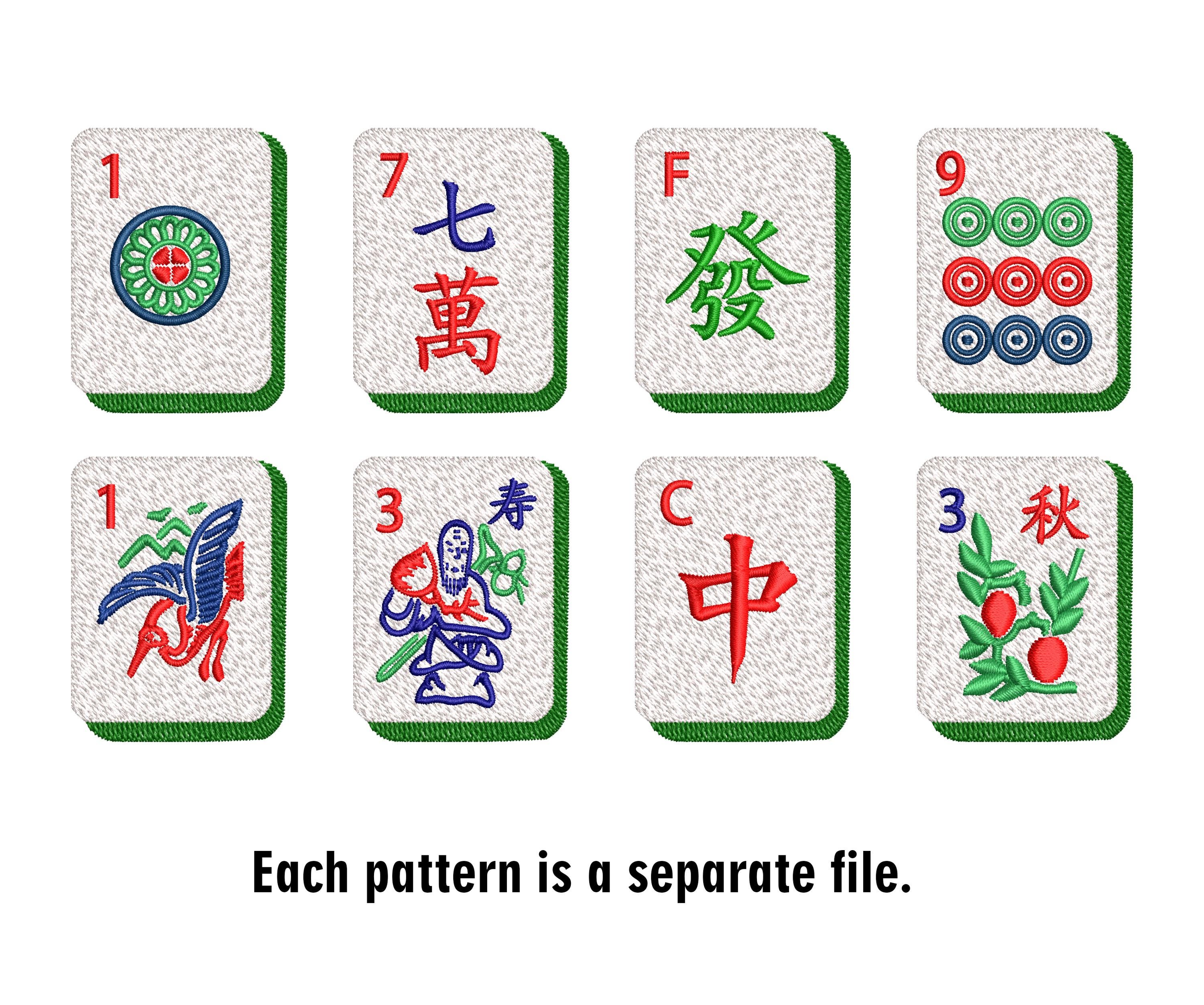 Mahjong Embroidery Designs: Full Tile Set (digital Download) - Etsy