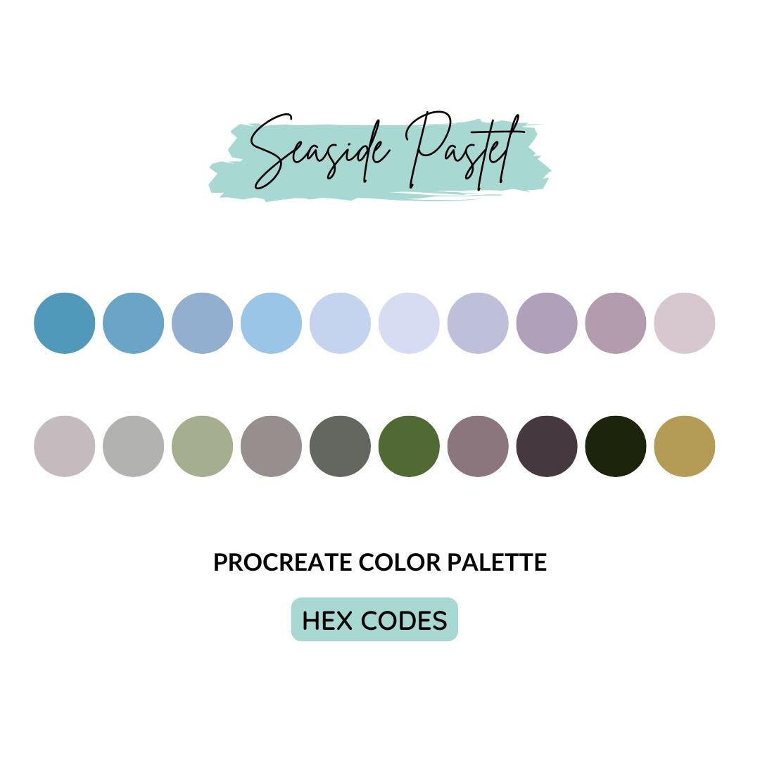 Seaside Pastel - Procreate Color Palette - Etsy