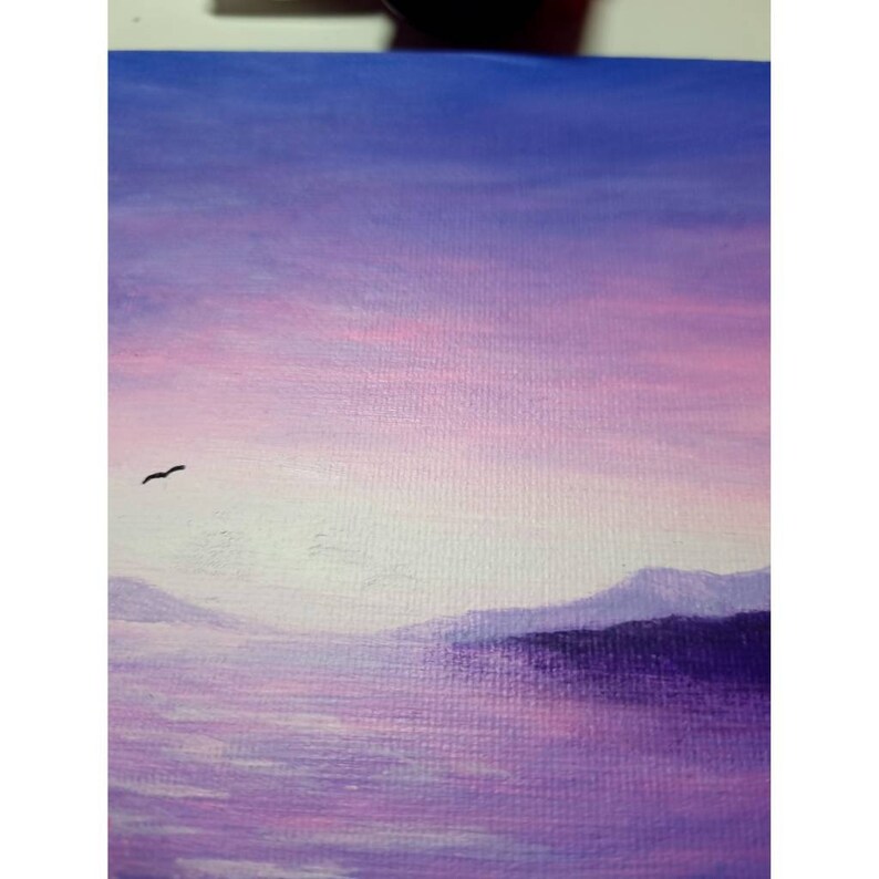 Original Painting Pretty in Pink Sunset Over the Sea - Etsy