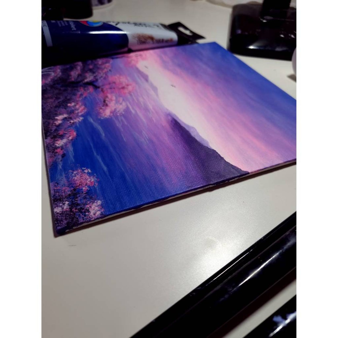 Original Painting Pretty in Pink Sunset Over the Sea - Etsy
