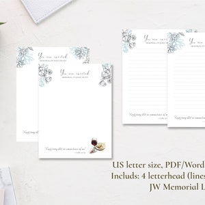 JW Memorial Letterhead | Watercolor Wine & Bread (pdf/word Printable ...