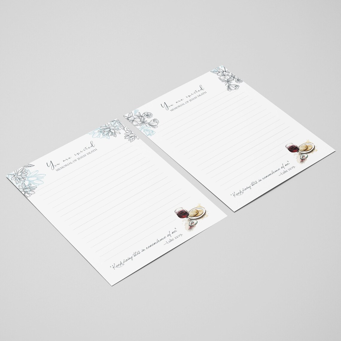 JW Memorial Letterhead | Watercolor Wine & Bread (pdf/word Printable ...