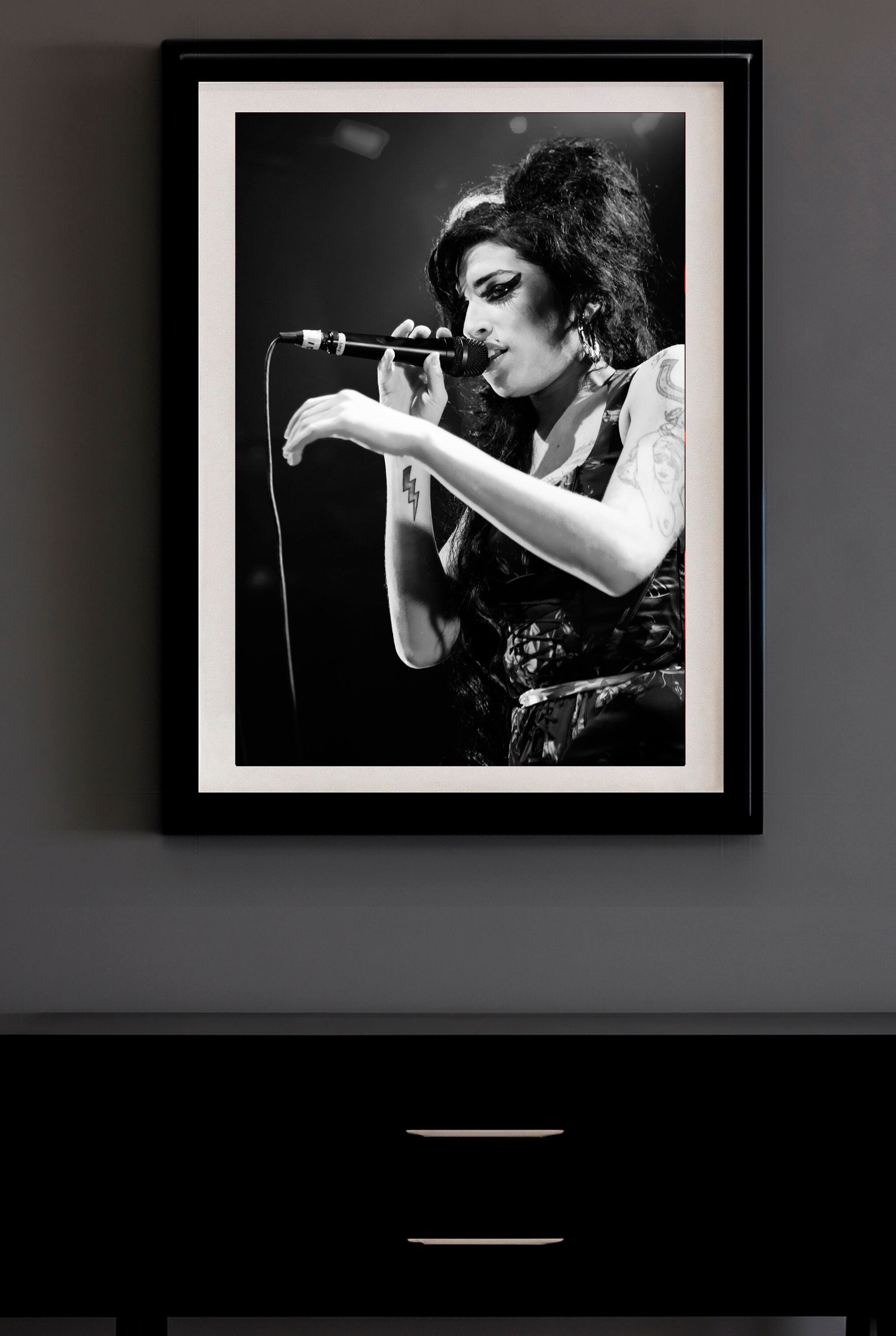 Amy Winehouse Black and White B&W Photographic Print, Live Music Wall ...