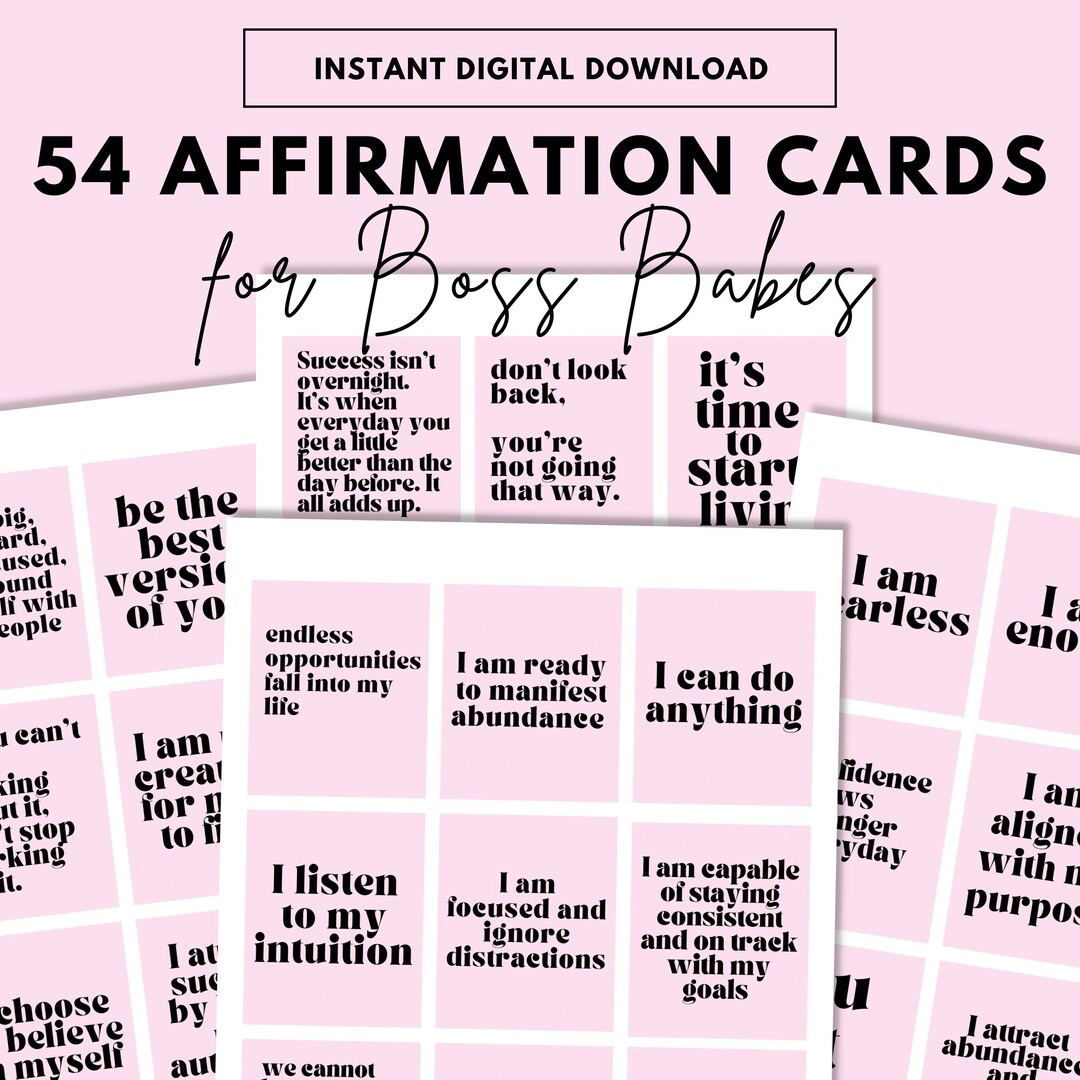 54 Affirmation Cards for Boss Babes, Vision Board Printable Affirmation ...