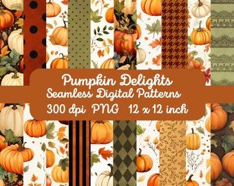 Fall Scrapbook Printable Paper Pumpkin Fall Seamless Pattern Digital ...
