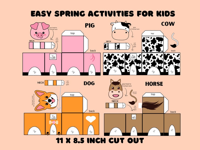 Teacher Printable Activities for Kids Craft Cut Outs Animal Crafts Kit ...