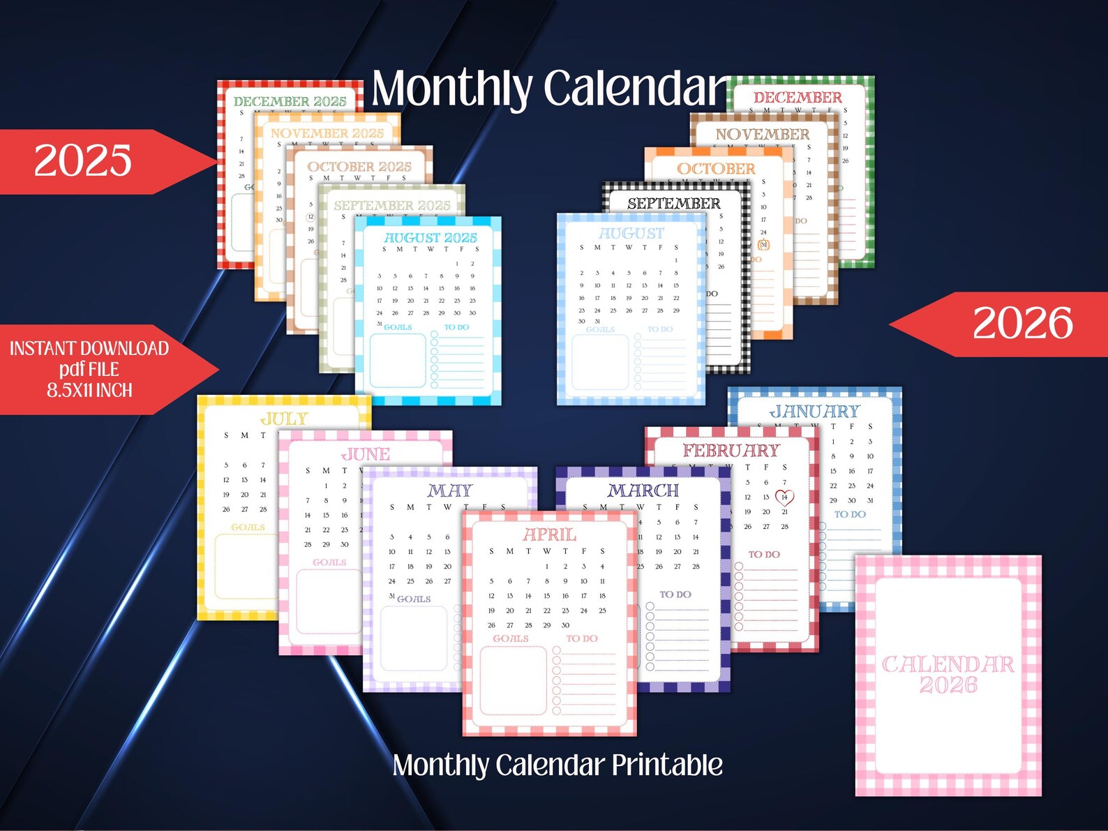 Monthly Calendar Printable Homeschool Calendar Classroom Calendar ...