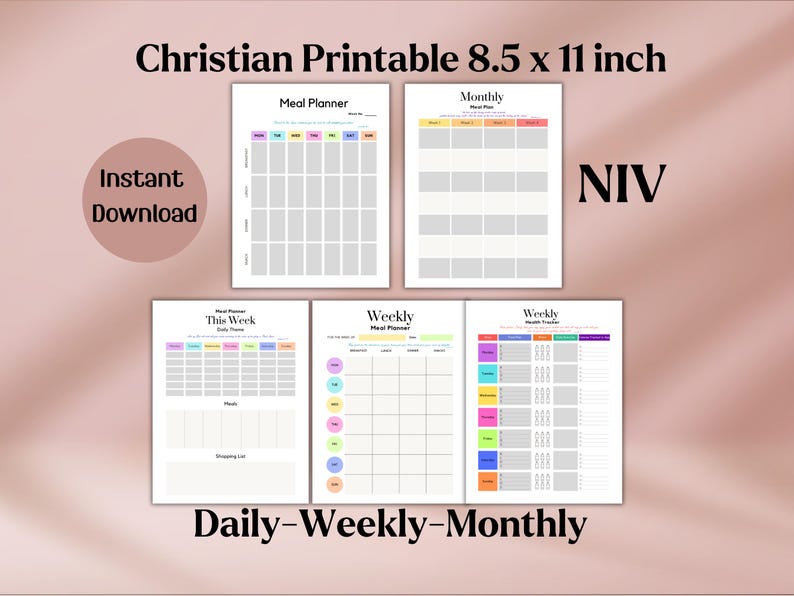 Christian Printable Meal Planner Weekly Meal Planner Bible Verses Busy ...