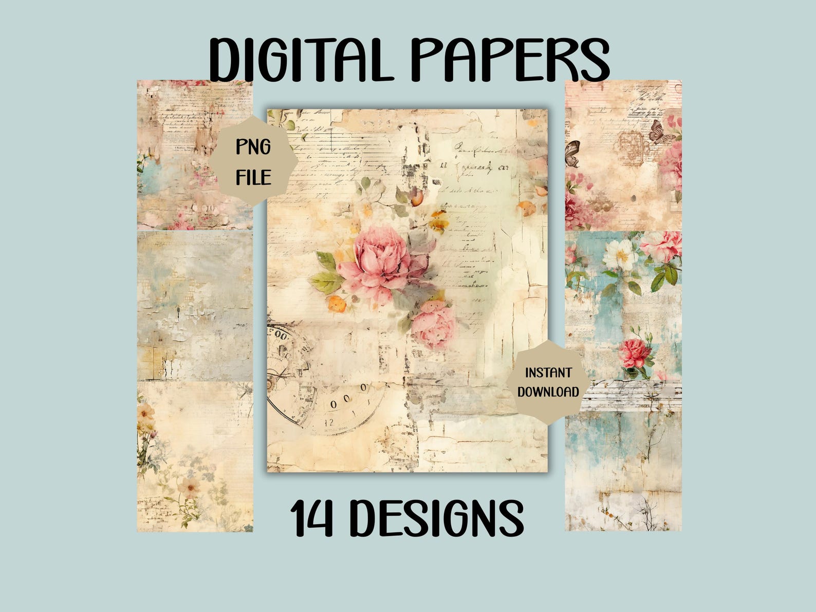 Distressed Printable Papers Scrapbook Paper Ephemera Printable Junk ...