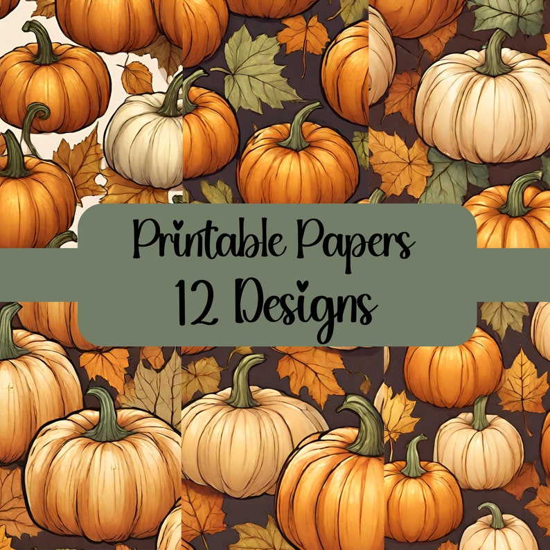 Fall Printable Papers Digital Scrapbook Card Printable Pumpkin ...