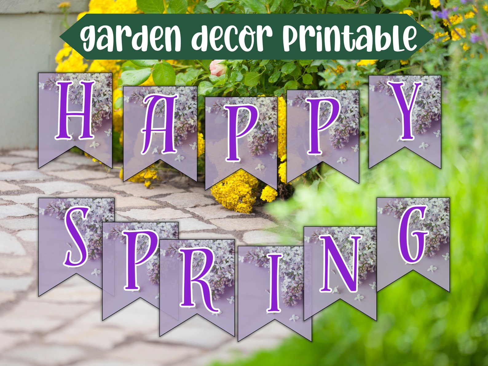 Spring Banner Printable Bunting Garden Decor Easy Homeschool Printable ...