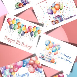 Birthday Balloons Birthday Printable Card Birthday Download Birthday ...