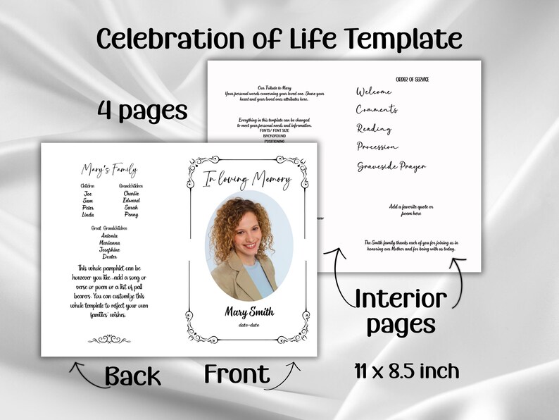 Funeral Program Template in Loving Memory Template Memorial Template ...