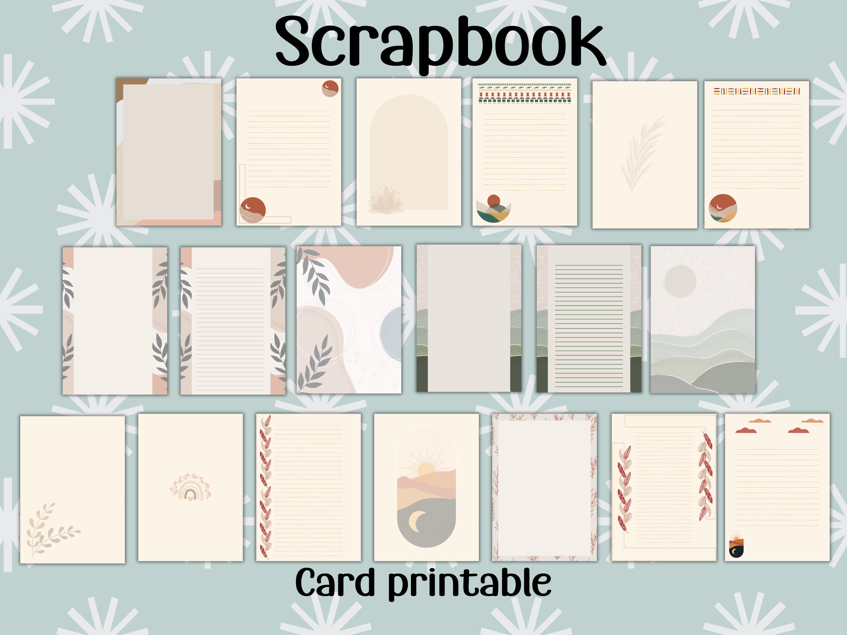 Boho Stationery Printable Paper Digital Papers Boho Letter Writing ...