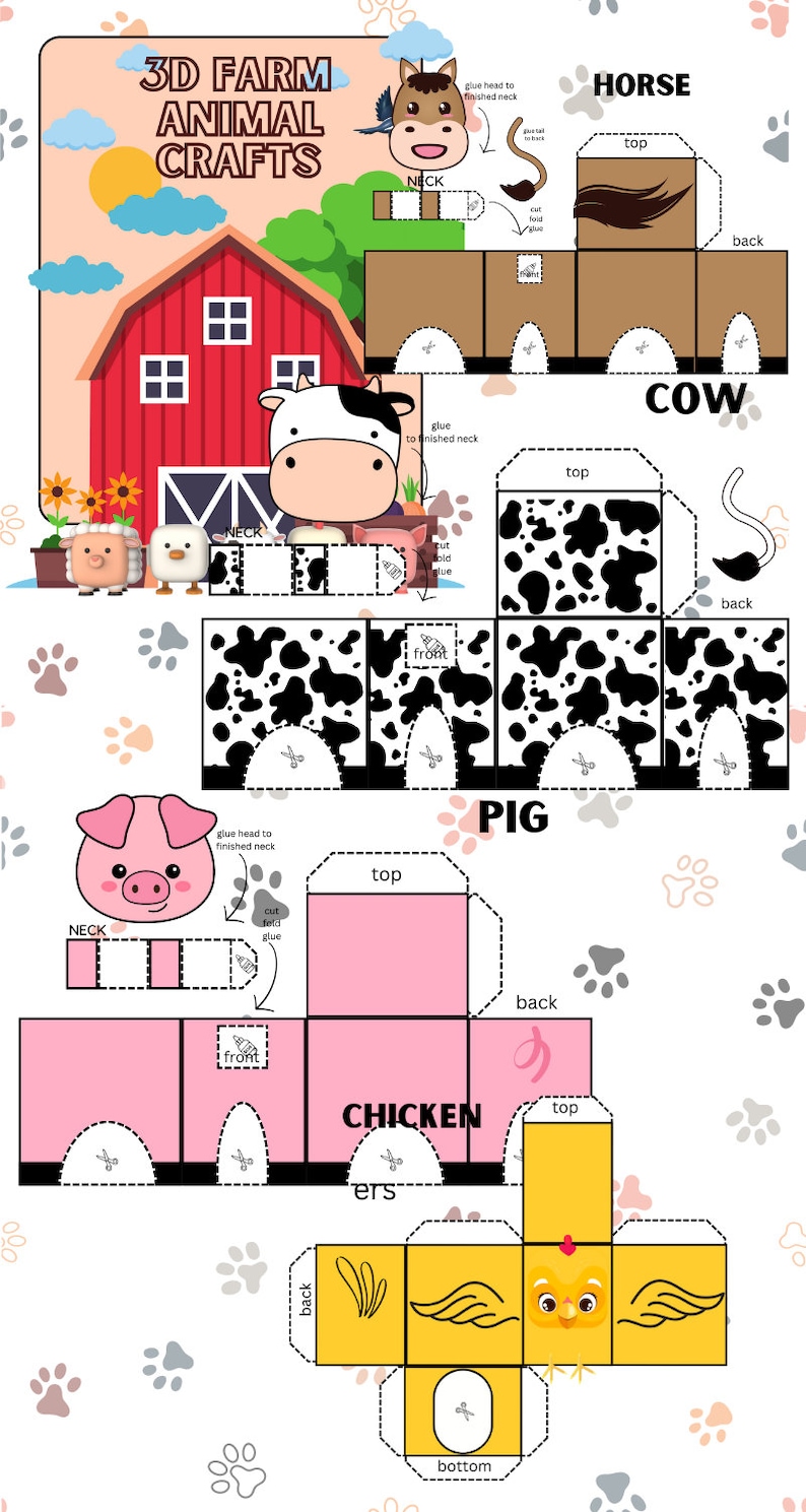 Teacher Printable Activities for Kids Craft Cut Outs Animal Crafts Kit ...