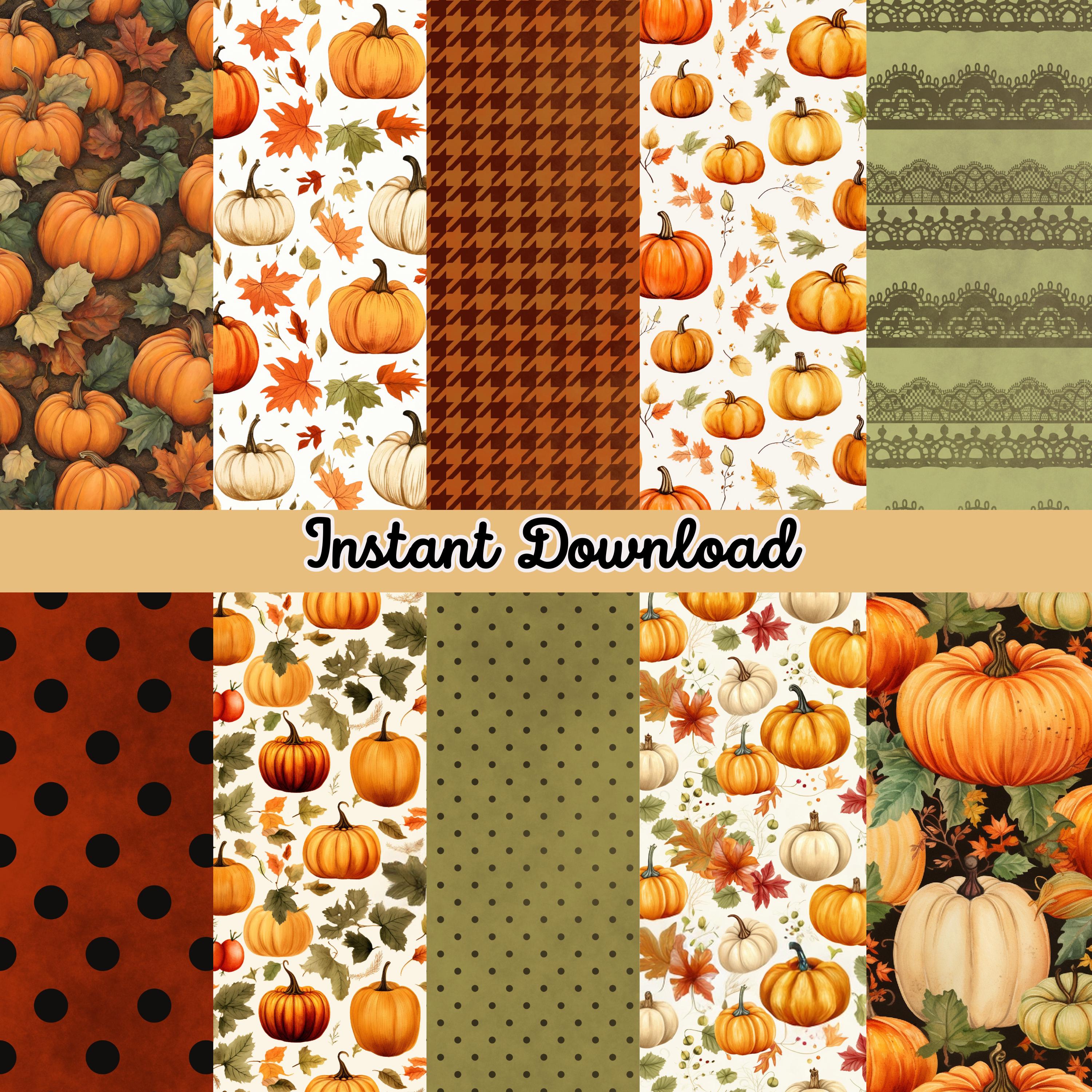 Fall Printable Paper Pumpkin Fall Seamless Pattern Digital Paper ...