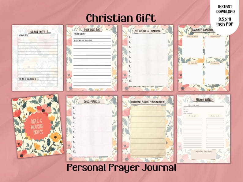 Christian Printable Personal Prayer Journal Printable Christian Gift ...
