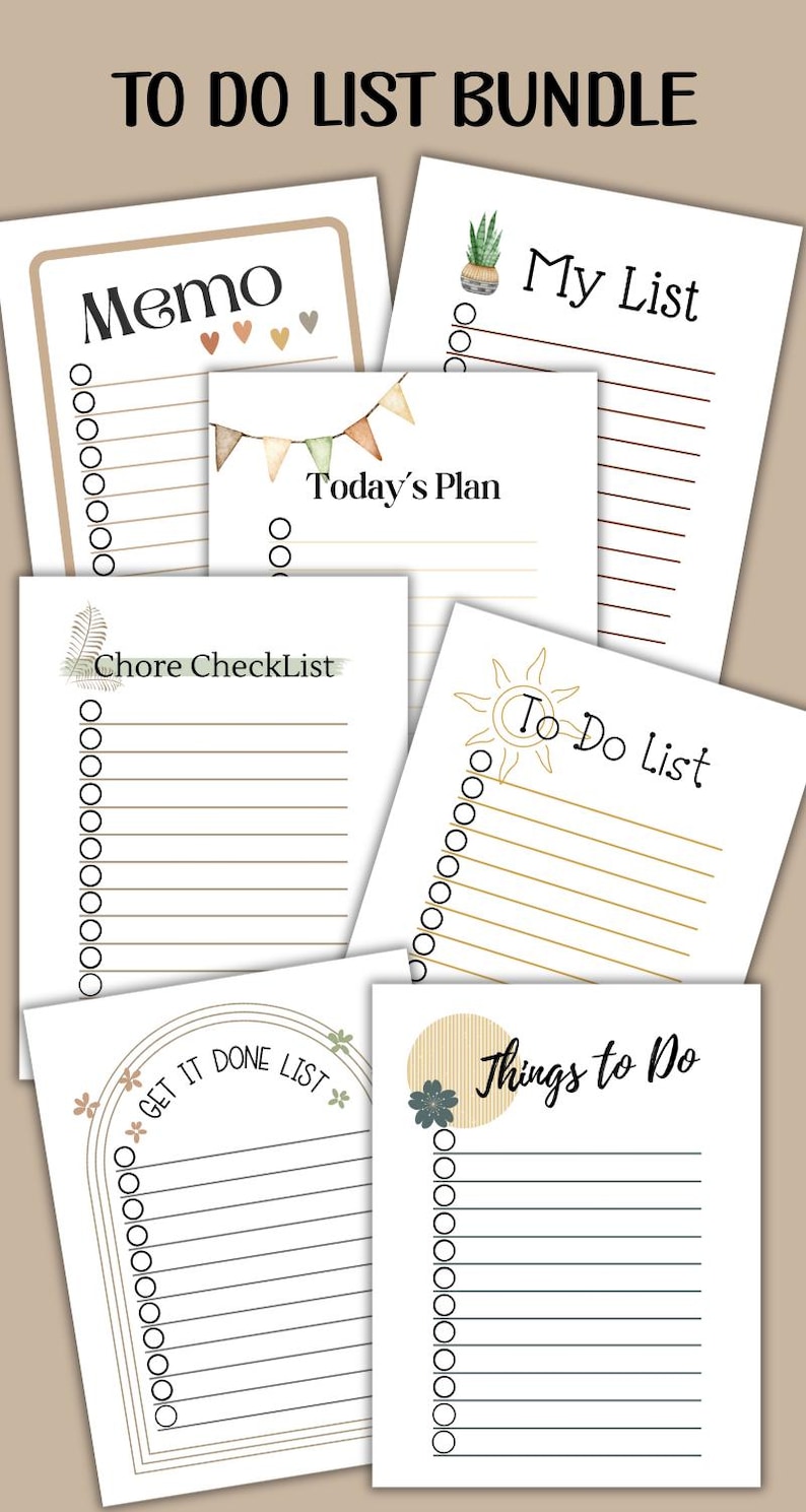 Boho Printable to Do List Bundle Boho Stationery to Do List Printable ...