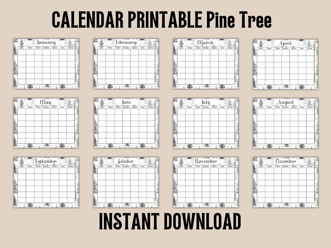 Blank Undated Calendar Printable 2024 Printable Calendar Woodland ...