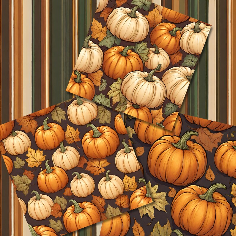 Fall Printable Papers Digital Scrapbook Card Printable Pumpkin ...