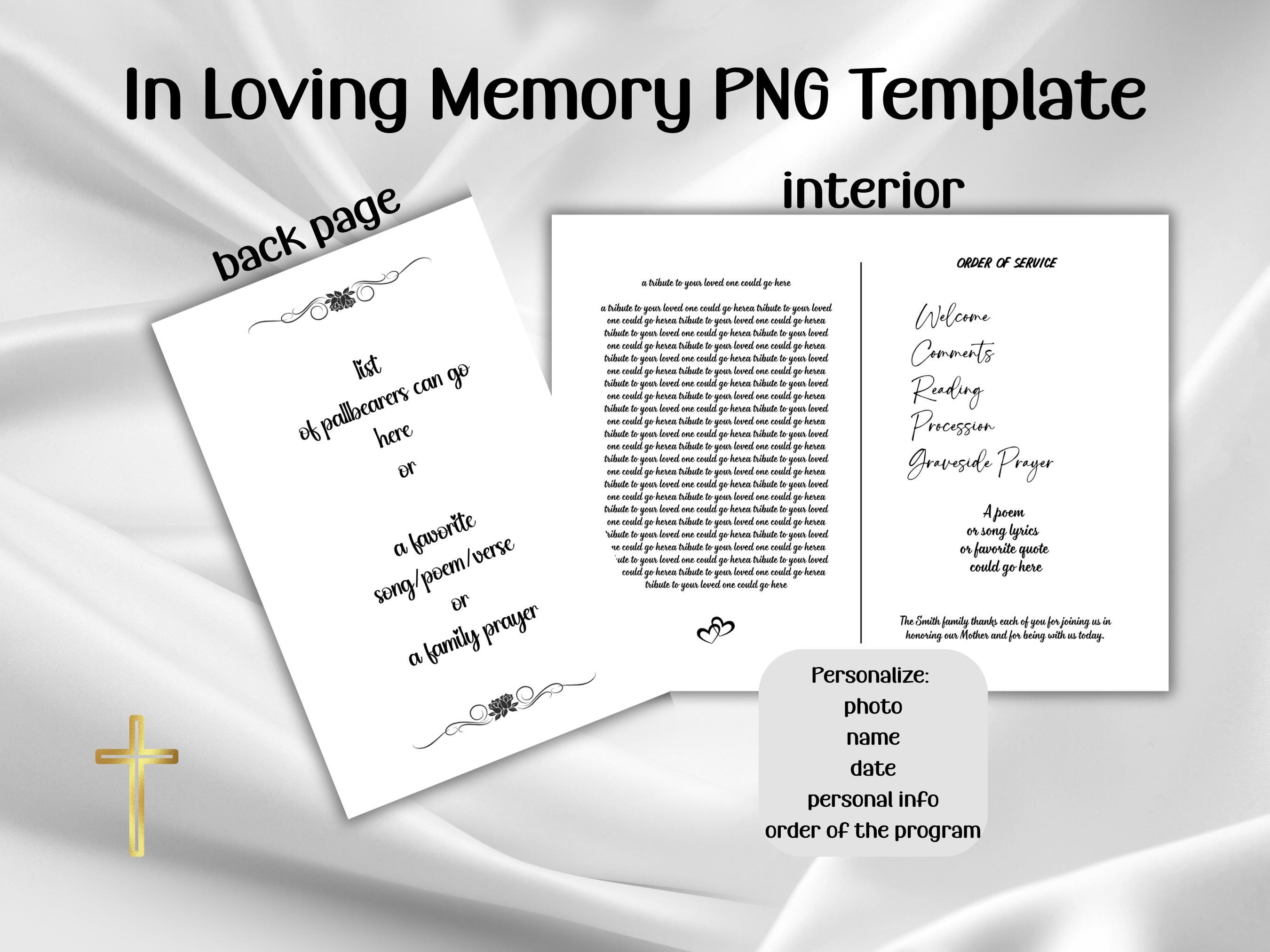 Funeral Program Template in Loving Memory Template Memorial Template ...