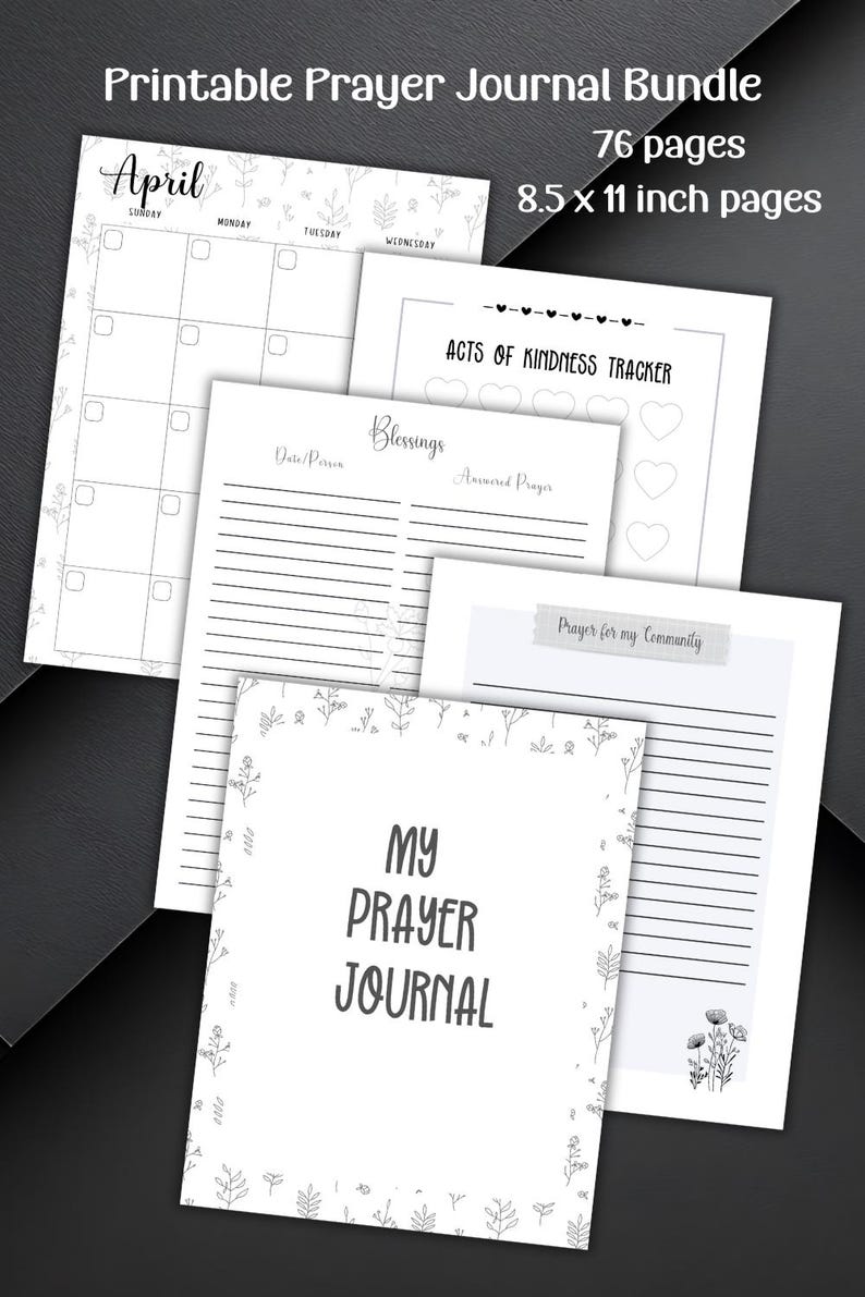 Prayer Journal Printable Gratitude Printable Prayer List Meditation ...